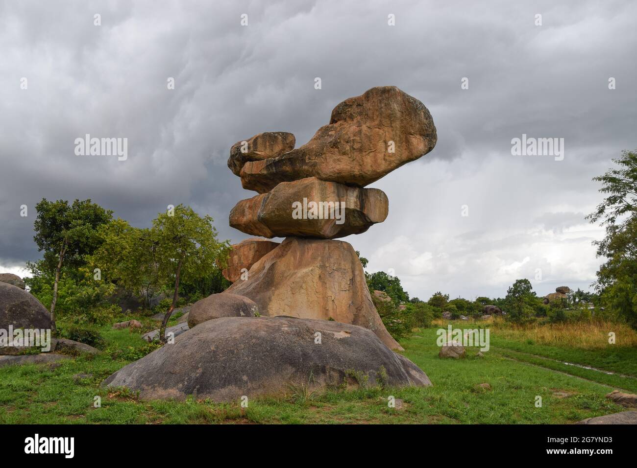 Natural balancing rocks in Epworth, outside Harare, Zimbabwe, 2018 ...