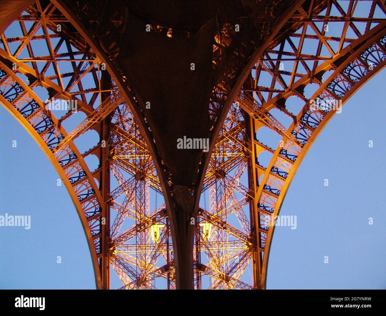 PARIS, FRANCE - Aug 24, 2010: A closeup of the metal structure of the ...