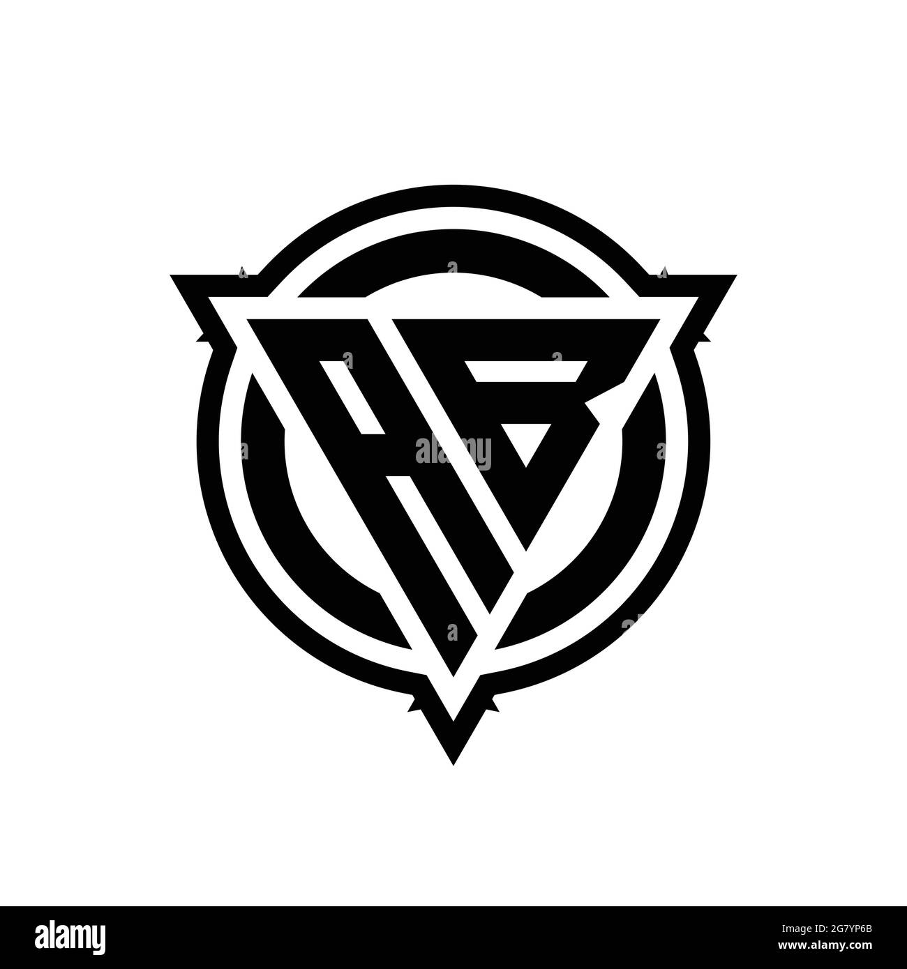 AB logo with triangle shape and circle with outline rounded design template isolated on white ...