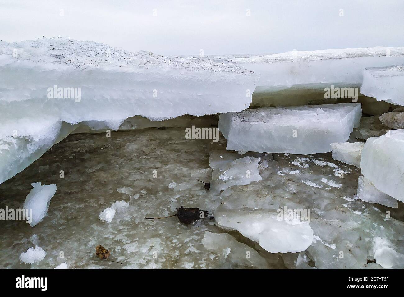 Ice lumps on the sea coast in winter Stock Photo - Alamy