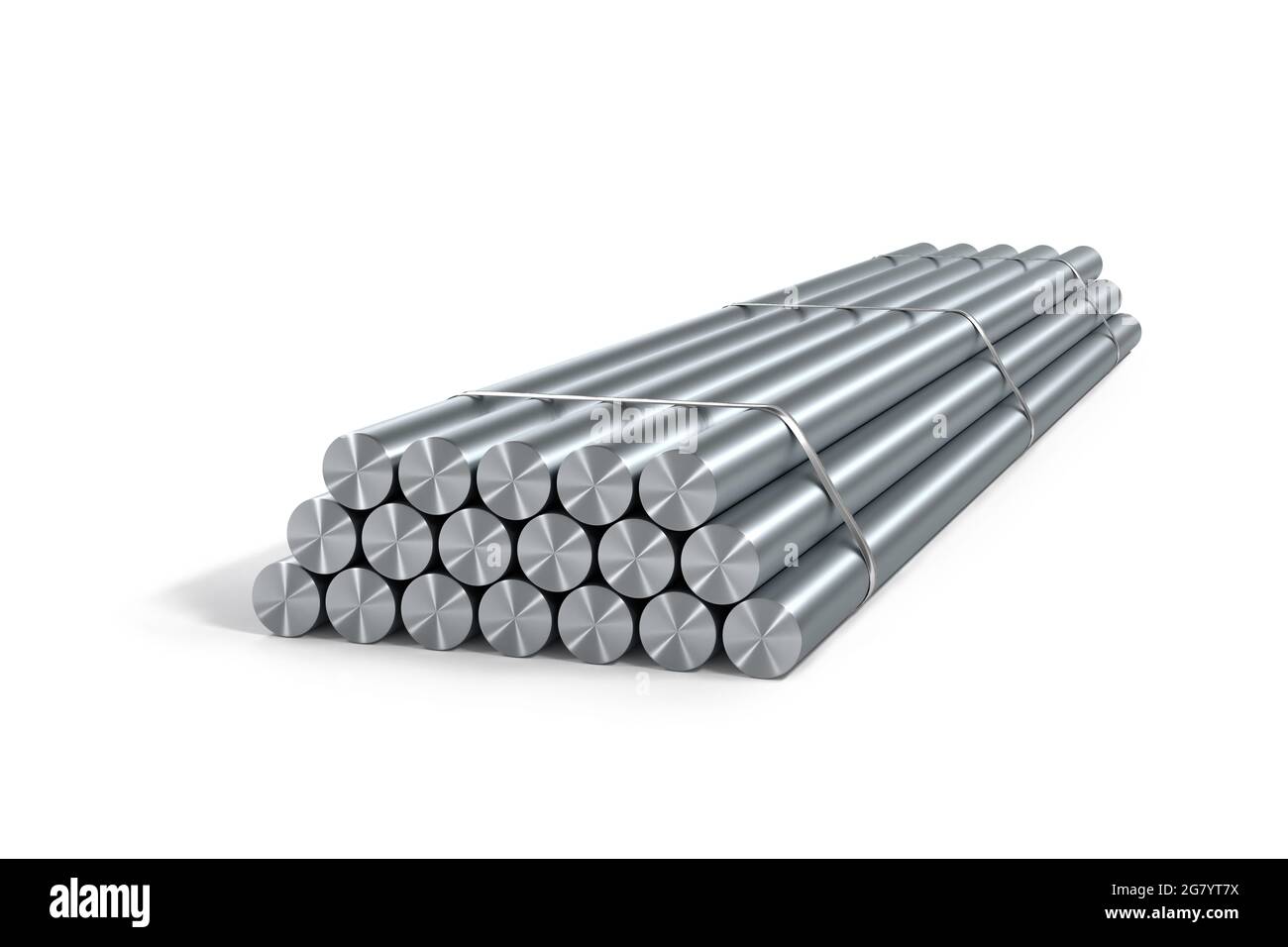 Stack of round bars isolated on white background - 3d render Stock ...