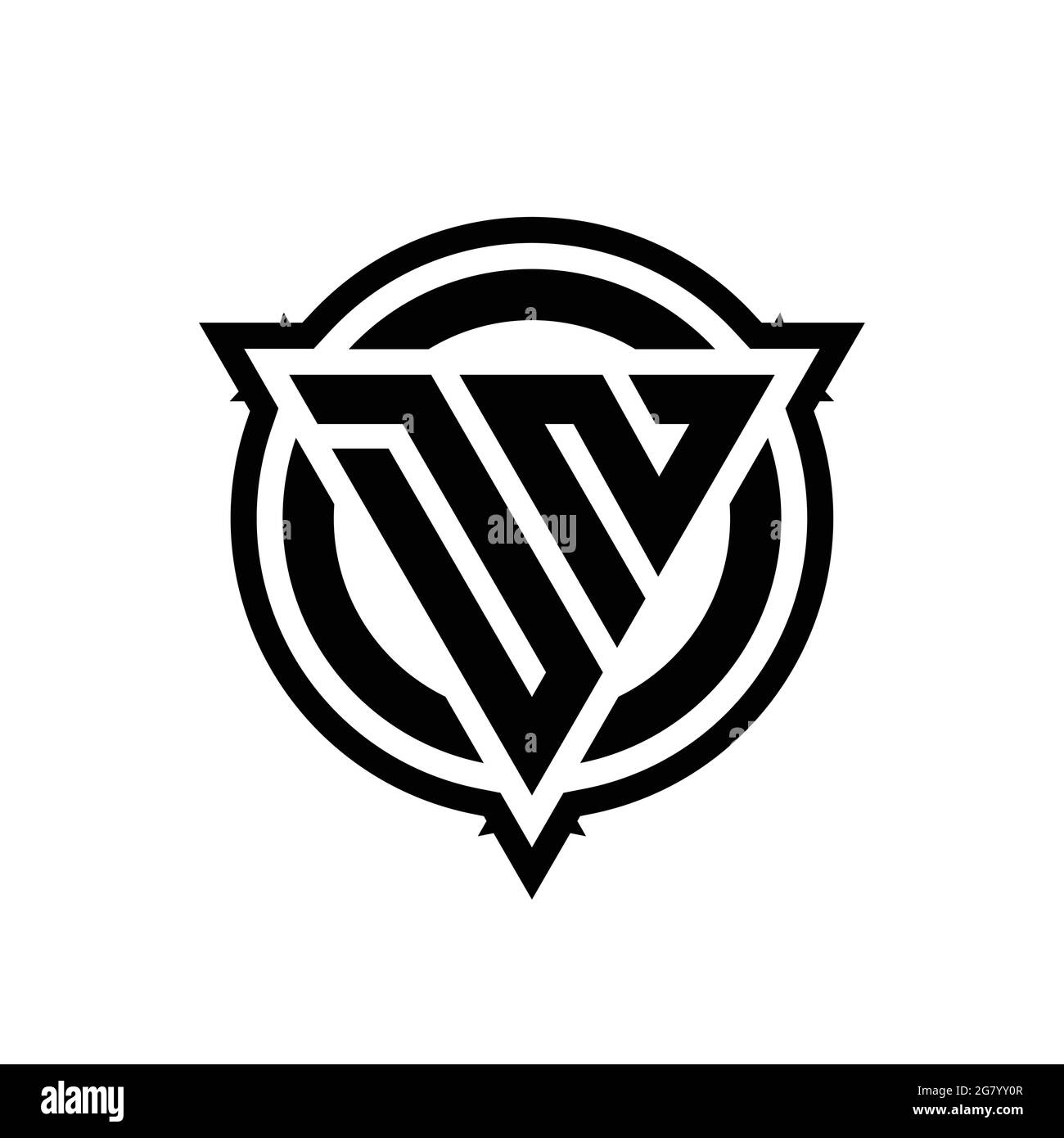 DN logo with triangle shape and circle with outline rounded design ...