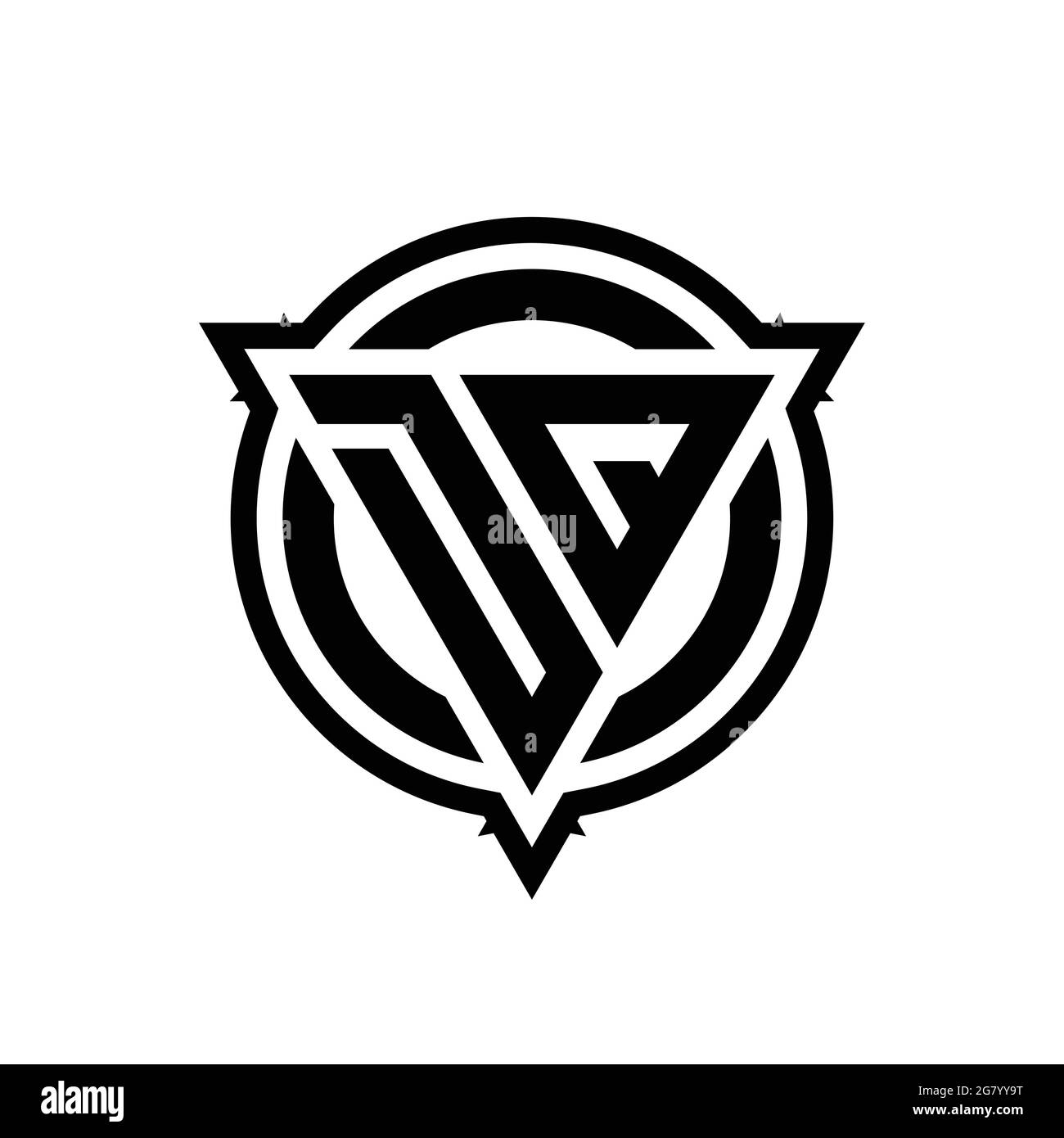DQ logo with triangle shape and circle with outline rounded design ...