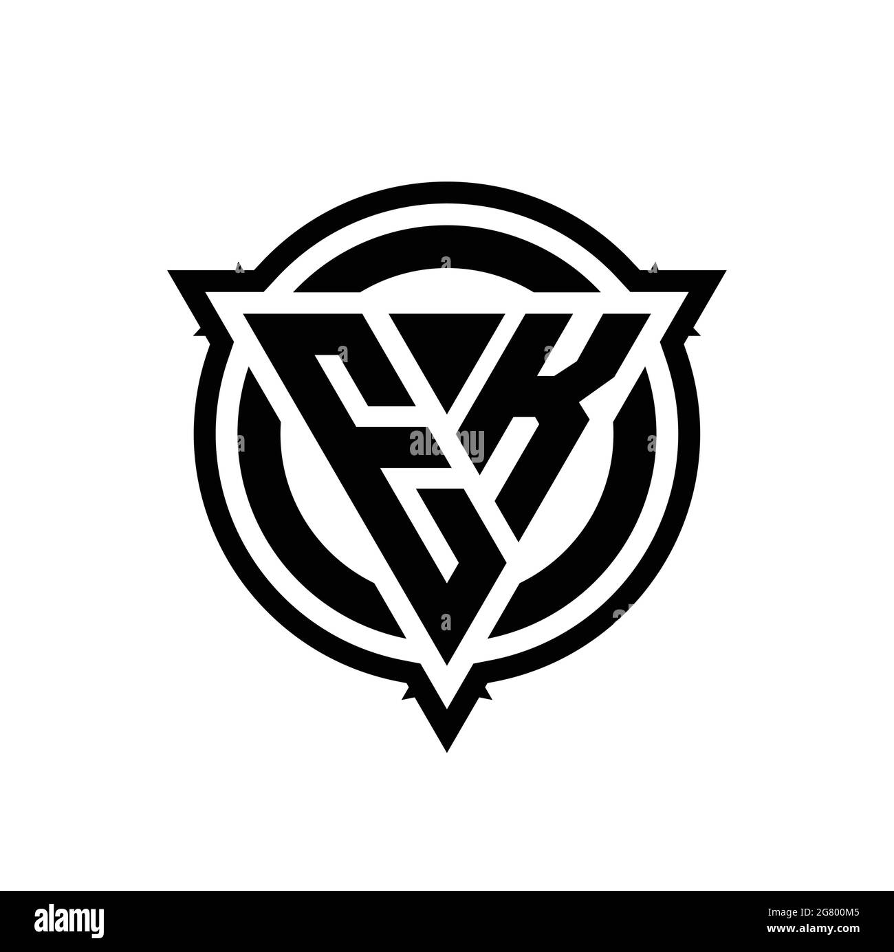 EK logo with triangle shape and circle with outline rounded design ...