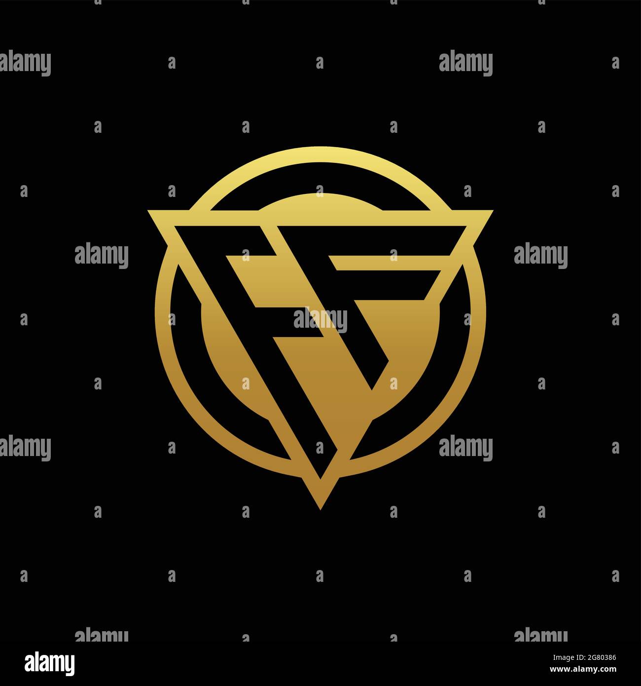 FF logo monogram with triangle shape and circle rounded style isolated ...
