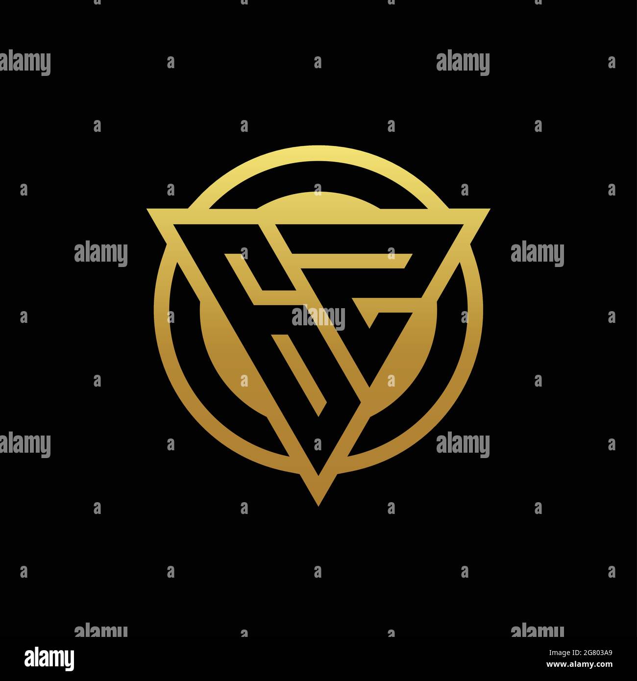 ZT logo monogram with triangle shape and circle rounded style isolated on gold colors and black ...