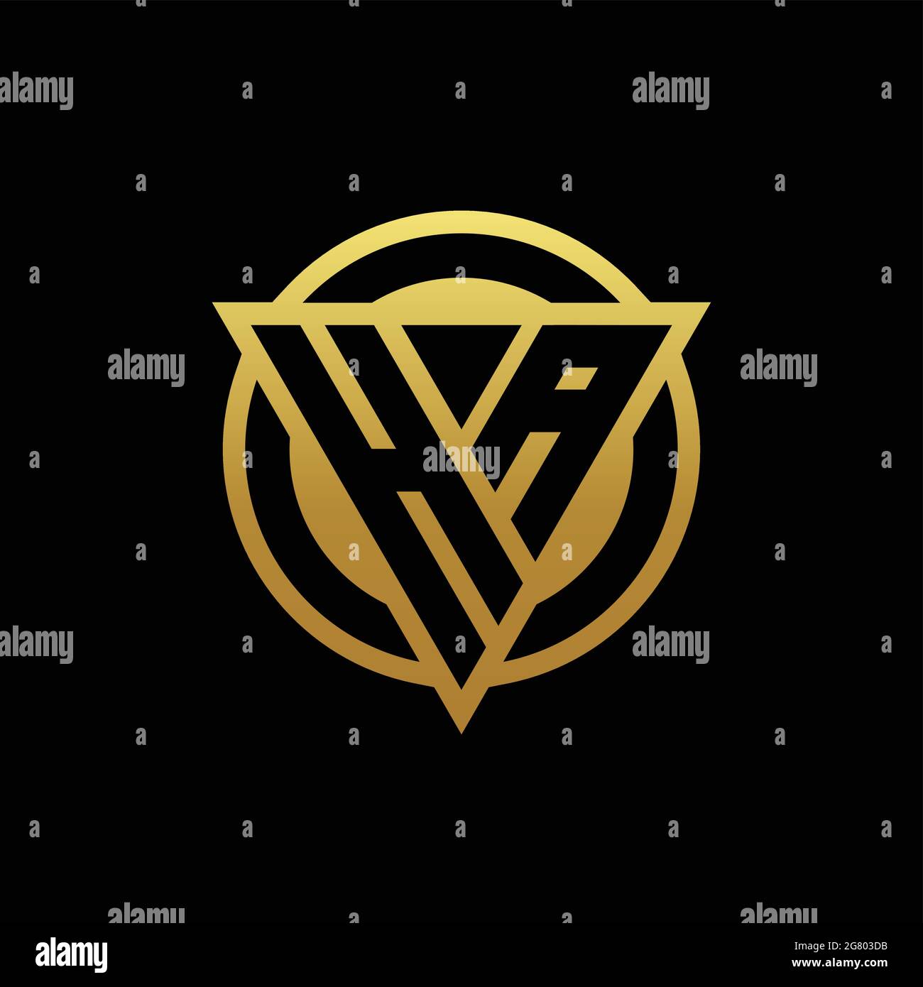 HA logo monogram with triangle shape and circle rounded style isolated ...