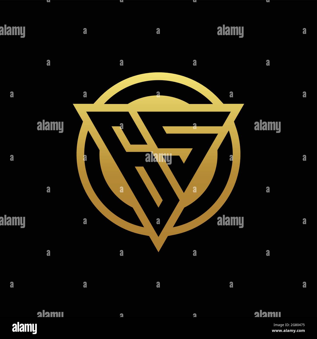 GS logo monogram with triangle shape and circle rounded style isolated ...