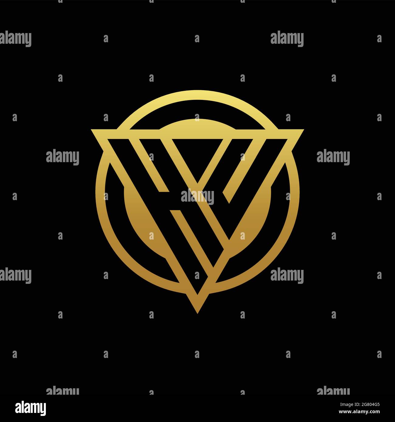 HU logo monogram with triangle shape and circle rounded style isolated ...
