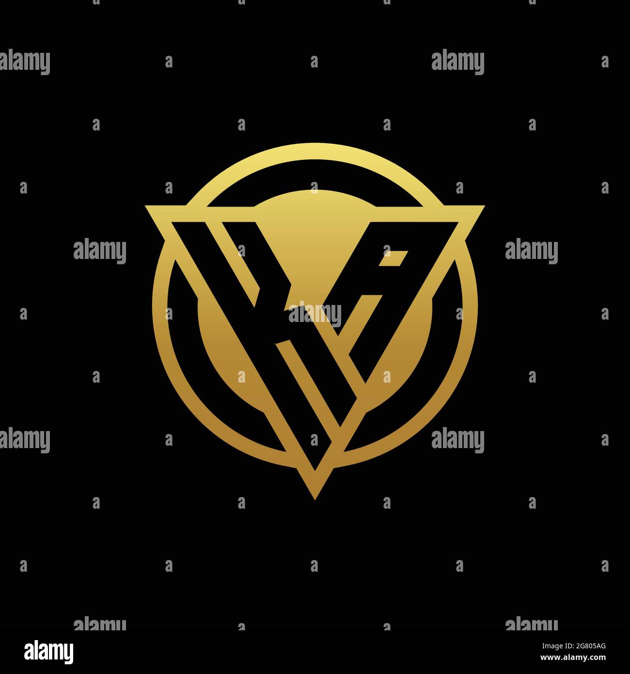 KA logo monogram with triangle shape and circle rounded style isolated ...