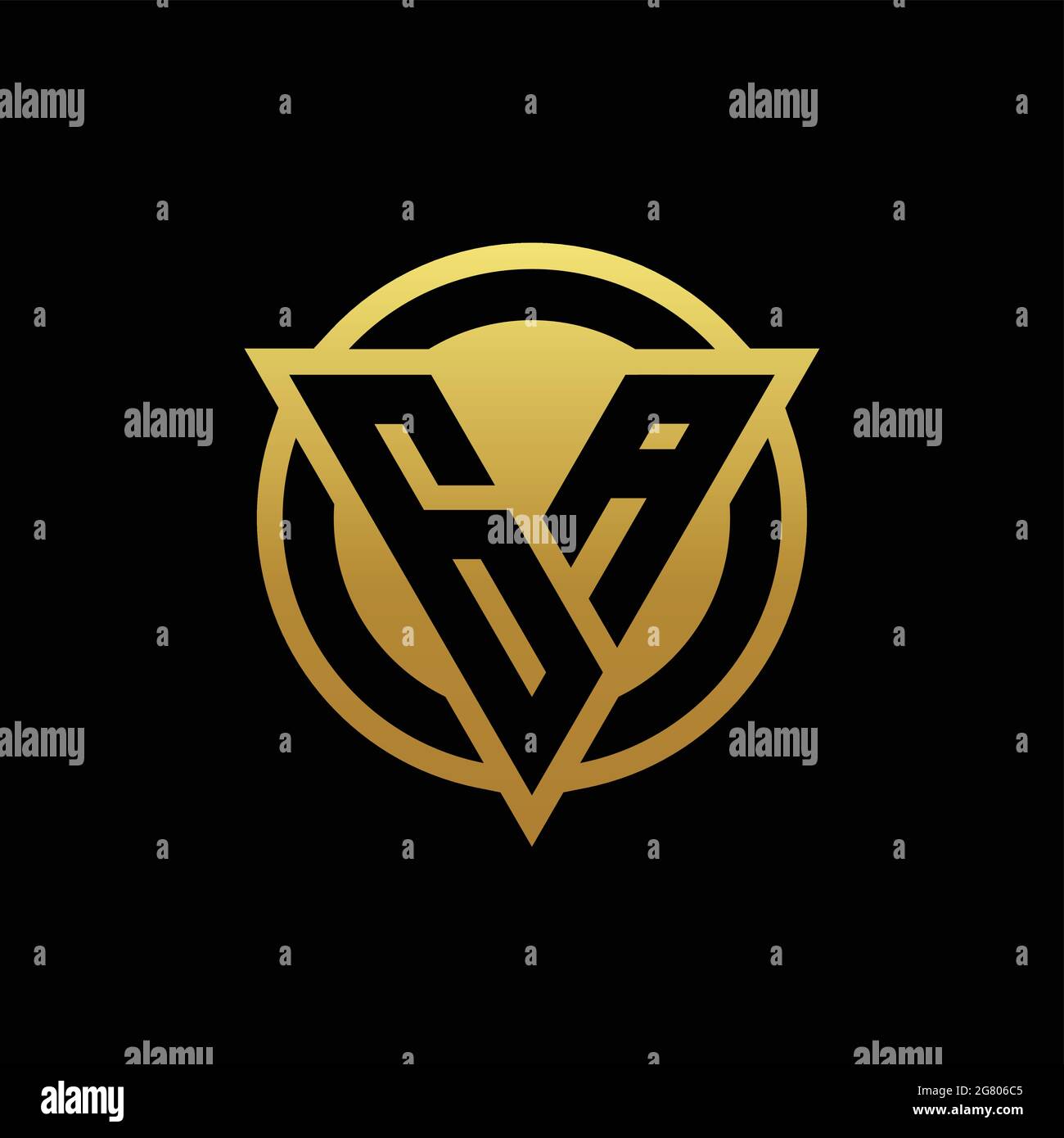 GA logo monogram with triangle shape and circle rounded style isolated ...