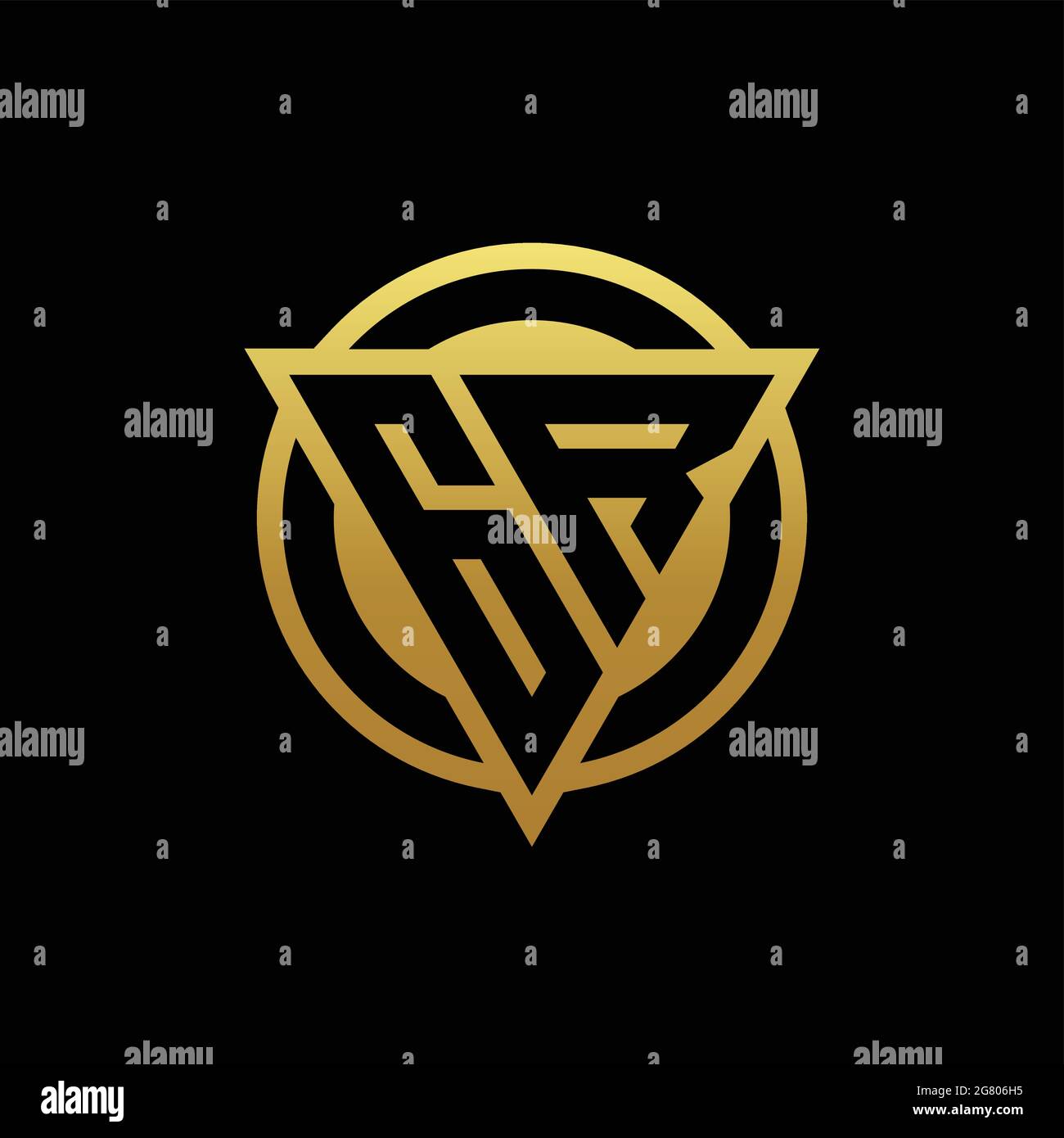 GR logo monogram with triangle shape and circle rounded style isolated ...