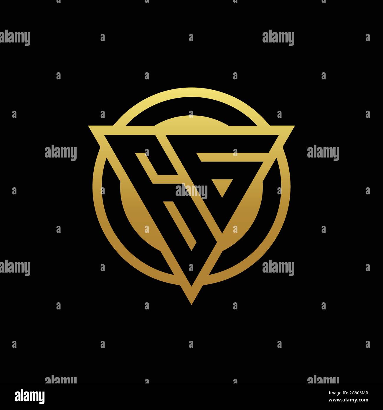 GG logo monogram with triangle shape and circle rounded style isolated ...