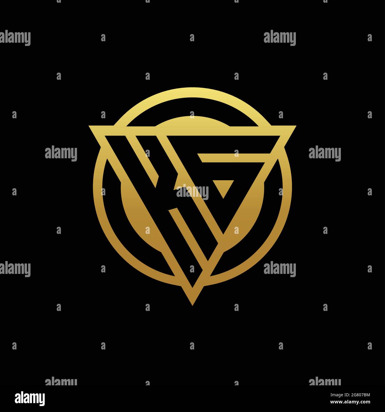 KG logo monogram with triangle shape and circle rounded style isolated ...