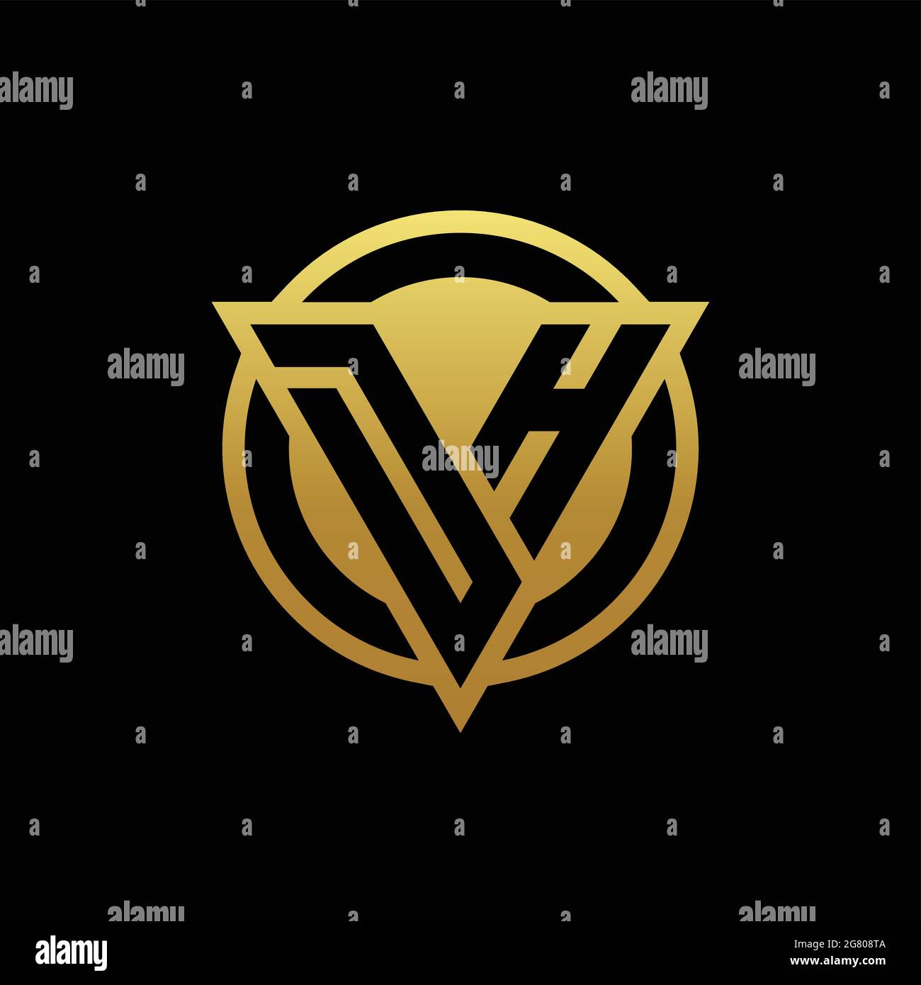DH logo monogram with triangle shape and circle rounded style isolated ...