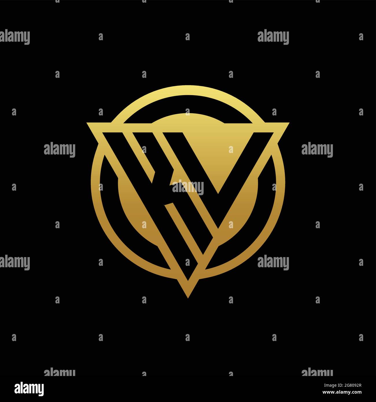 KV logo monogram with triangle shape and circle rounded style isolated ...