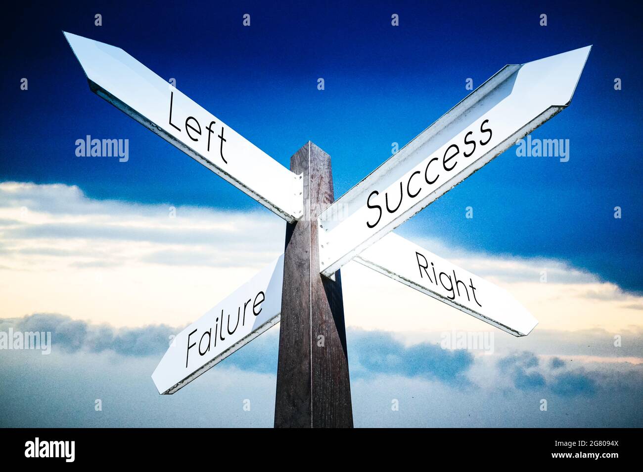 Right, left, success, failure concept - signpost with four arrows Stock ...