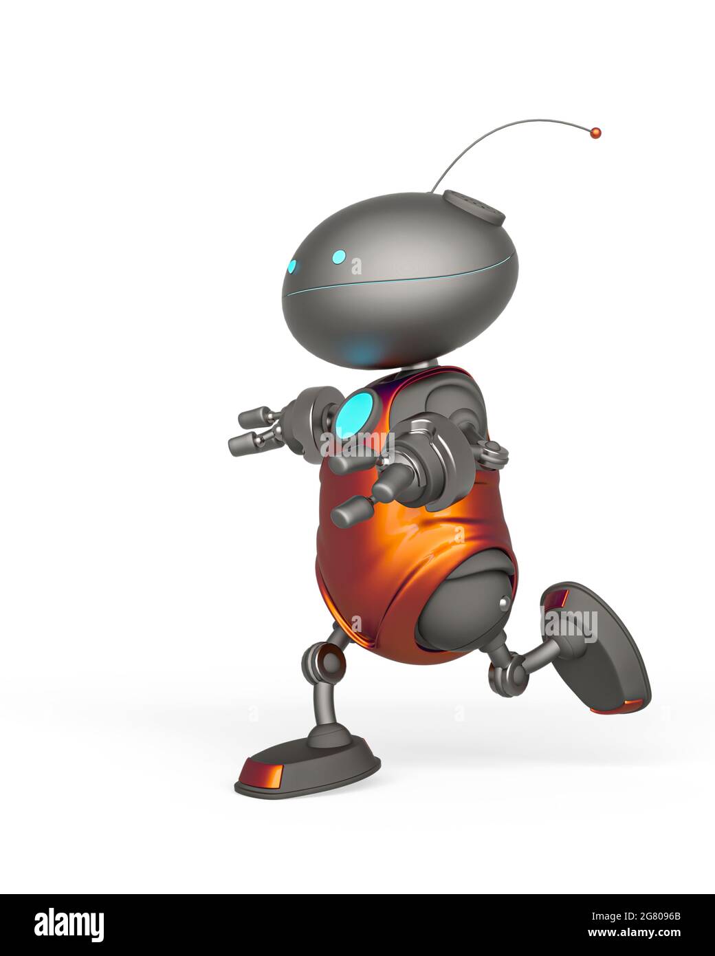 mini bot is running in white background side view, 3d illustration ...