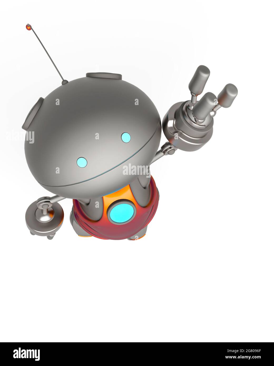 mini bot is jumping in white background close up, 3d illustration Stock ...
