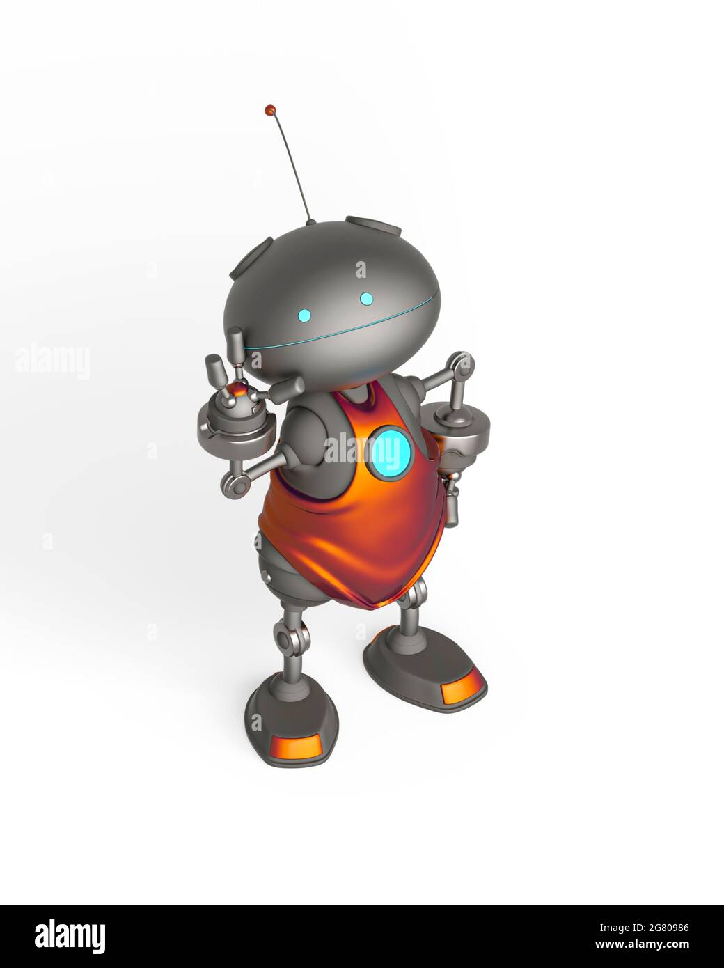 mini bot is saying hello in white background isometric view, 3d ...