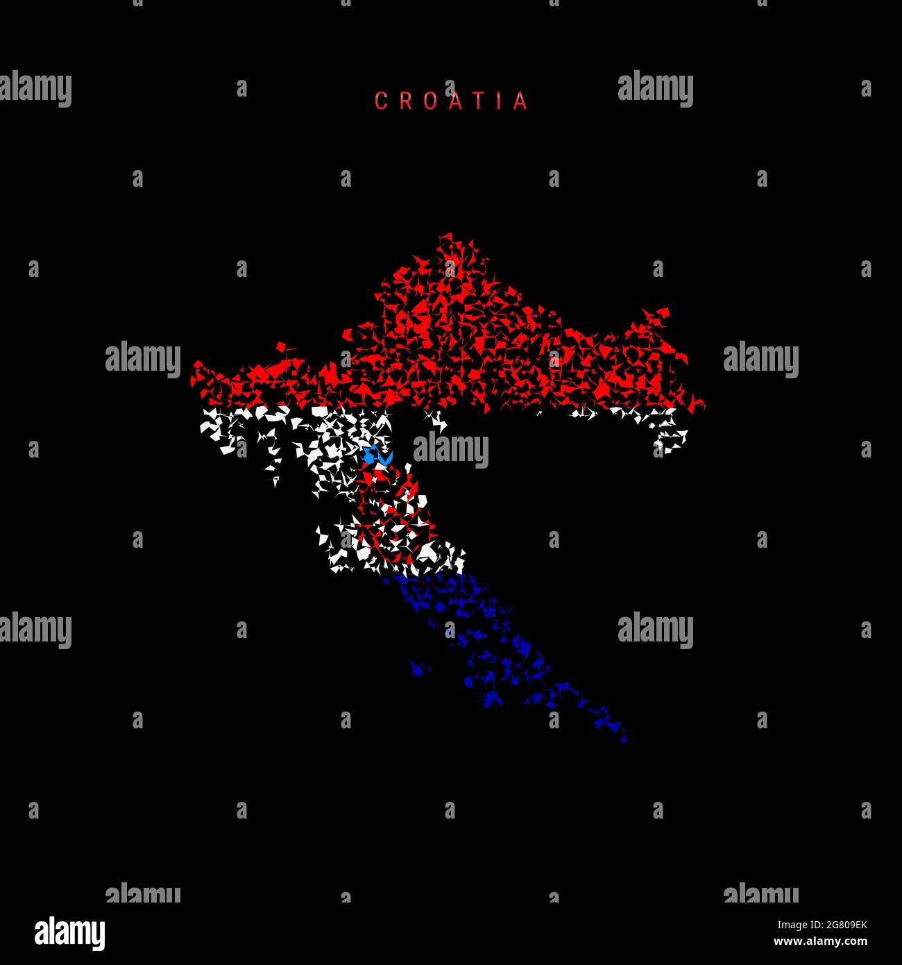 Croatia flag map, chaotic particles pattern in the colors of the ...