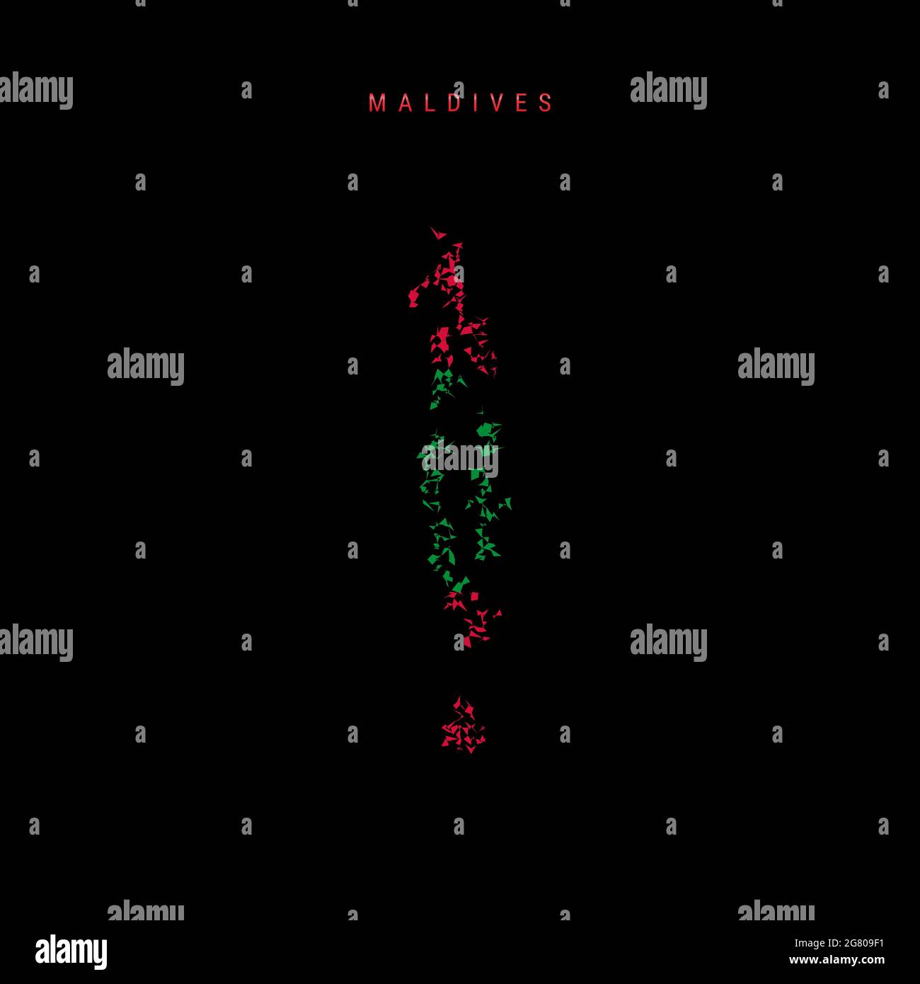 Maldives flag map, chaotic particles pattern in the colors of the ...