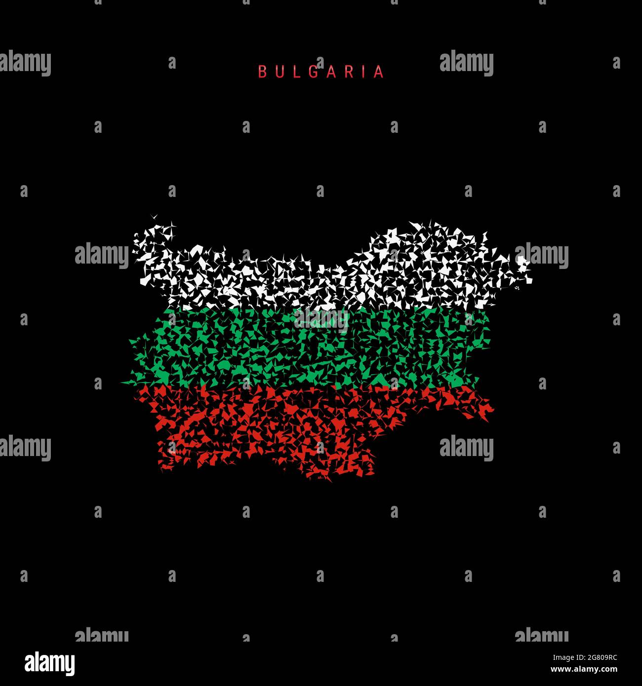 Bulgaria flag map, chaotic particles pattern in the colors of the ...