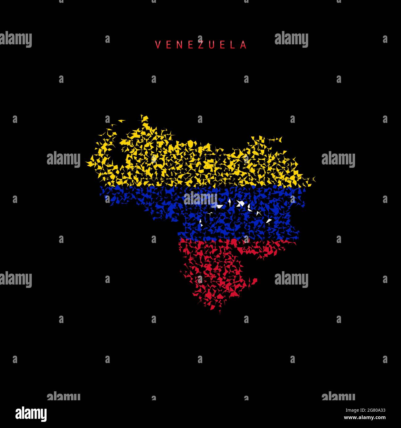 Venezuela flag map, chaotic particles pattern in the colors of the ...
