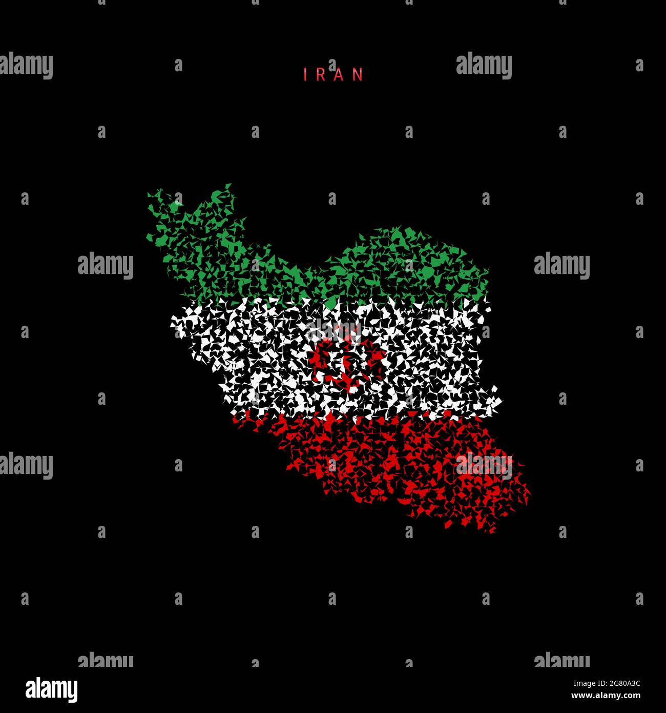 Iran Flag Map Chaotic Particles Pattern In The Colors Of The Iranian