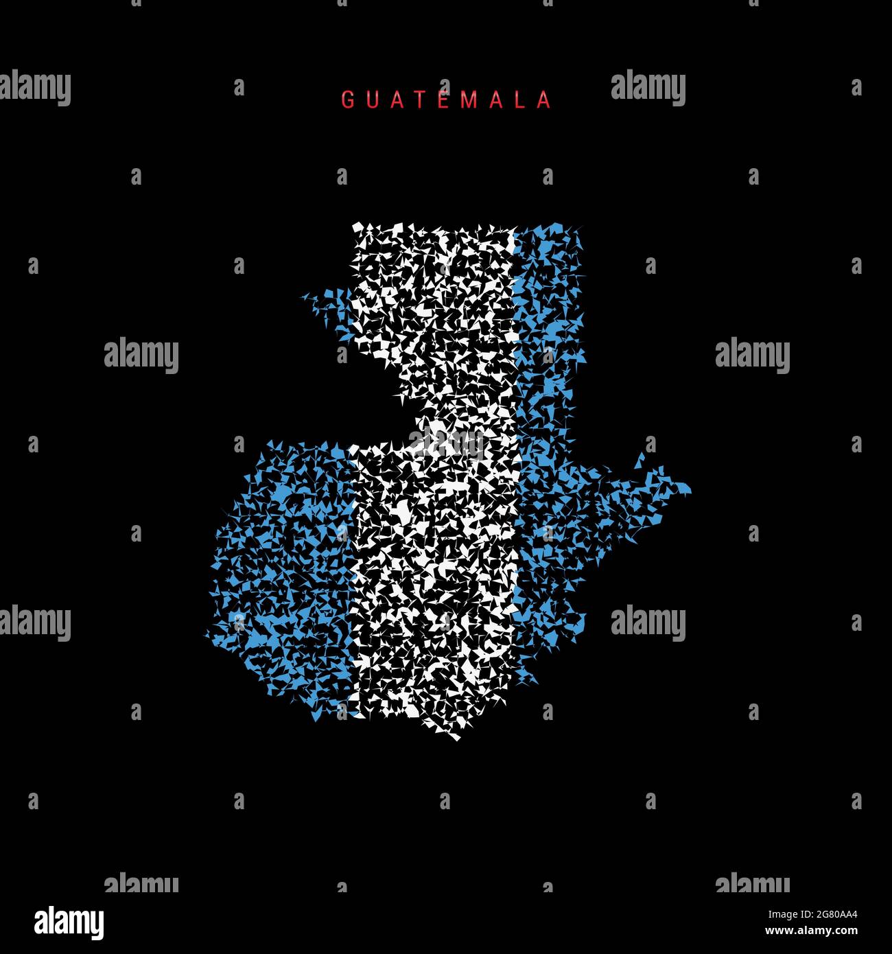 Guatemala flag map, chaotic particles pattern in the colors of the ...