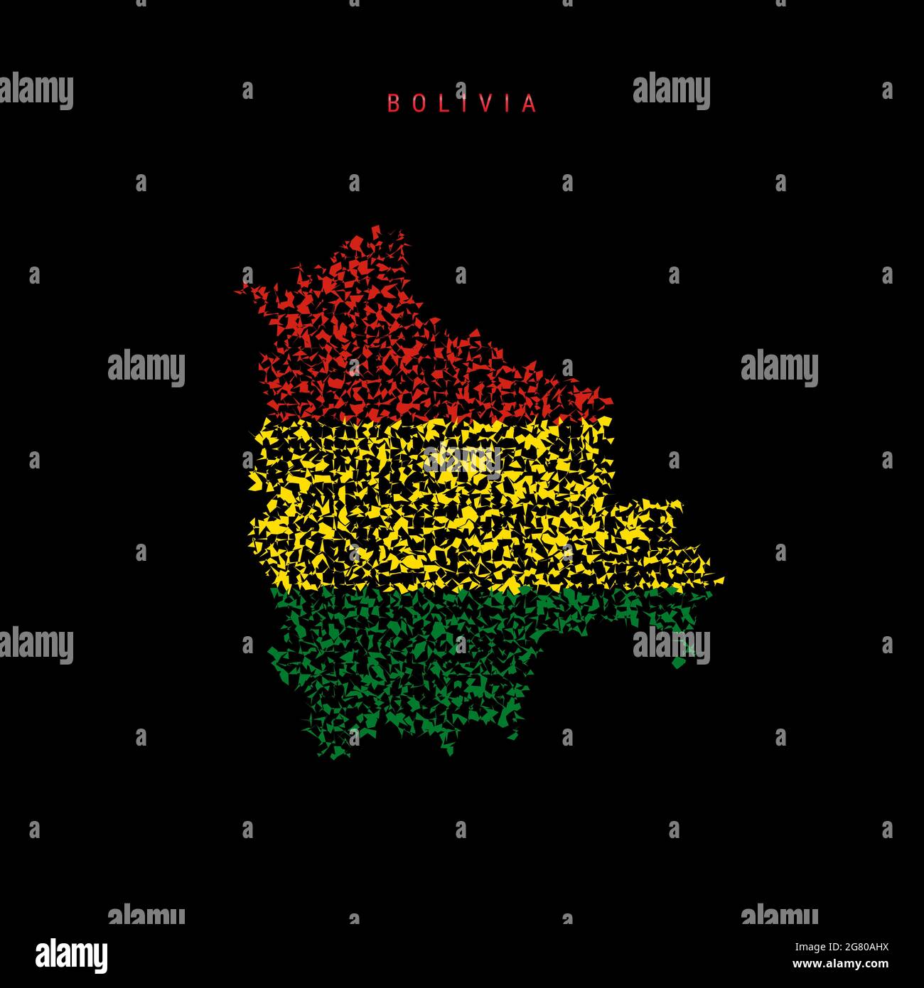 Bolivia flag map, chaotic particles pattern in the colors of the Bolivian flag. illustration ...