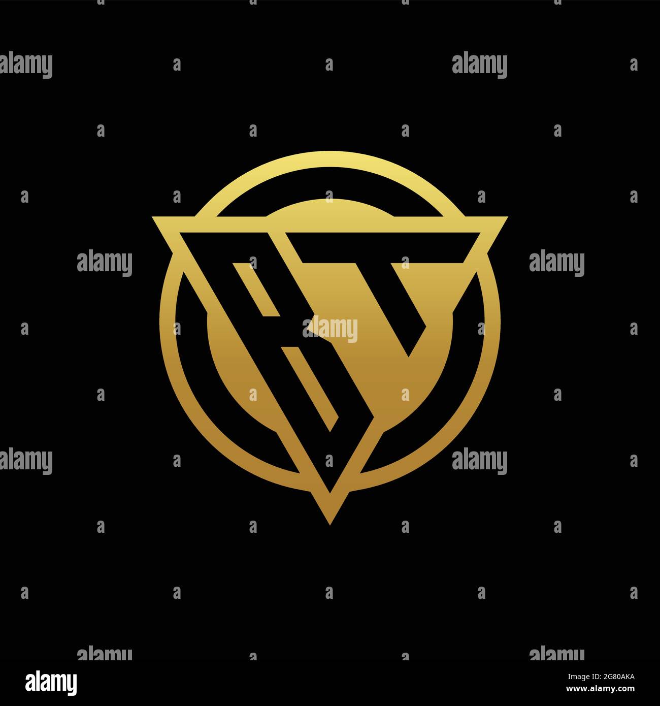 BT logo monogram with triangle shape and circle rounded style isolated ...
