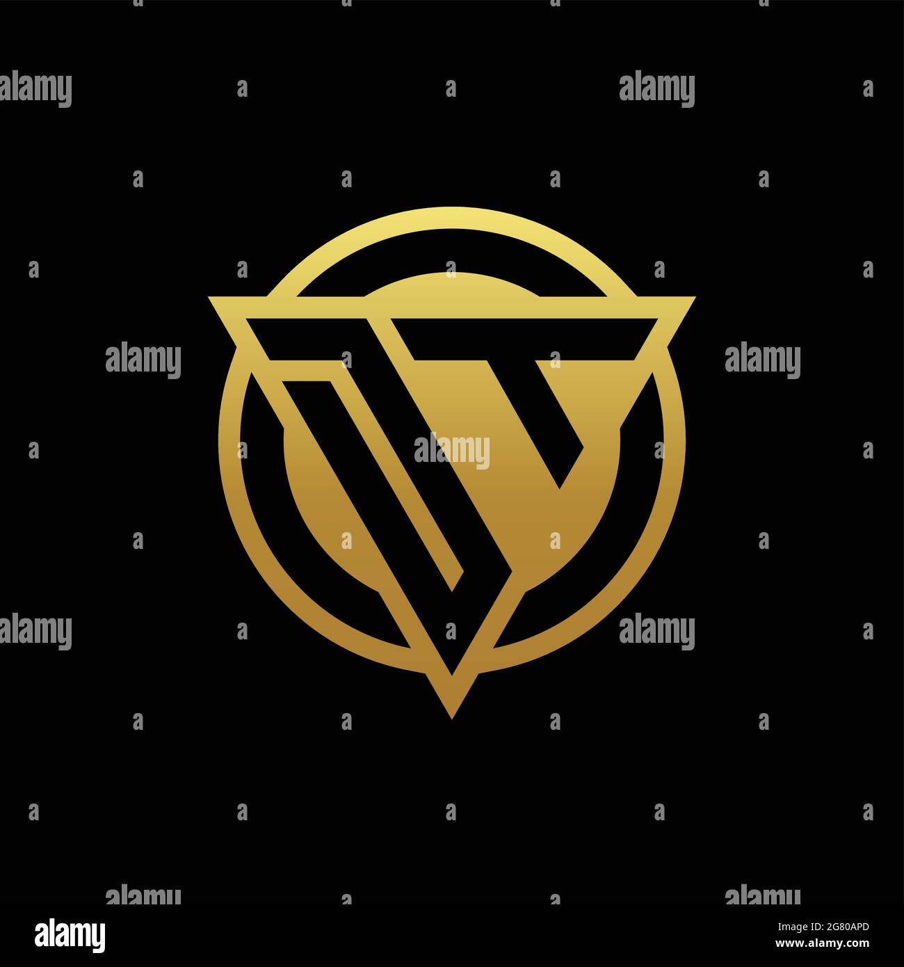 DT logo monogram with triangle shape and circle rounded style isolated ...