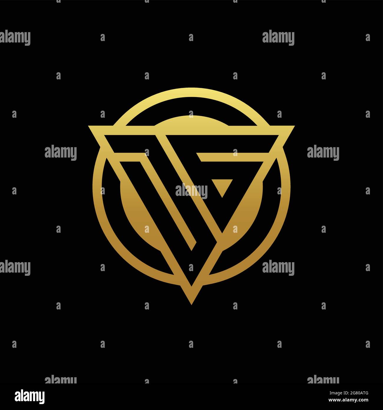 DG logo monogram with triangle shape and circle rounded style isolated ...
