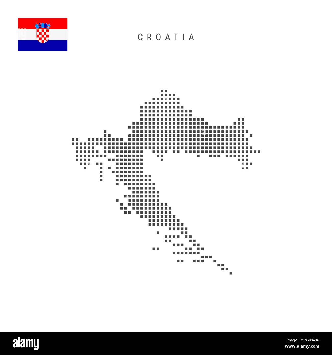 Square dots pattern map of Croatia. Croatian dotted pixel map with ...