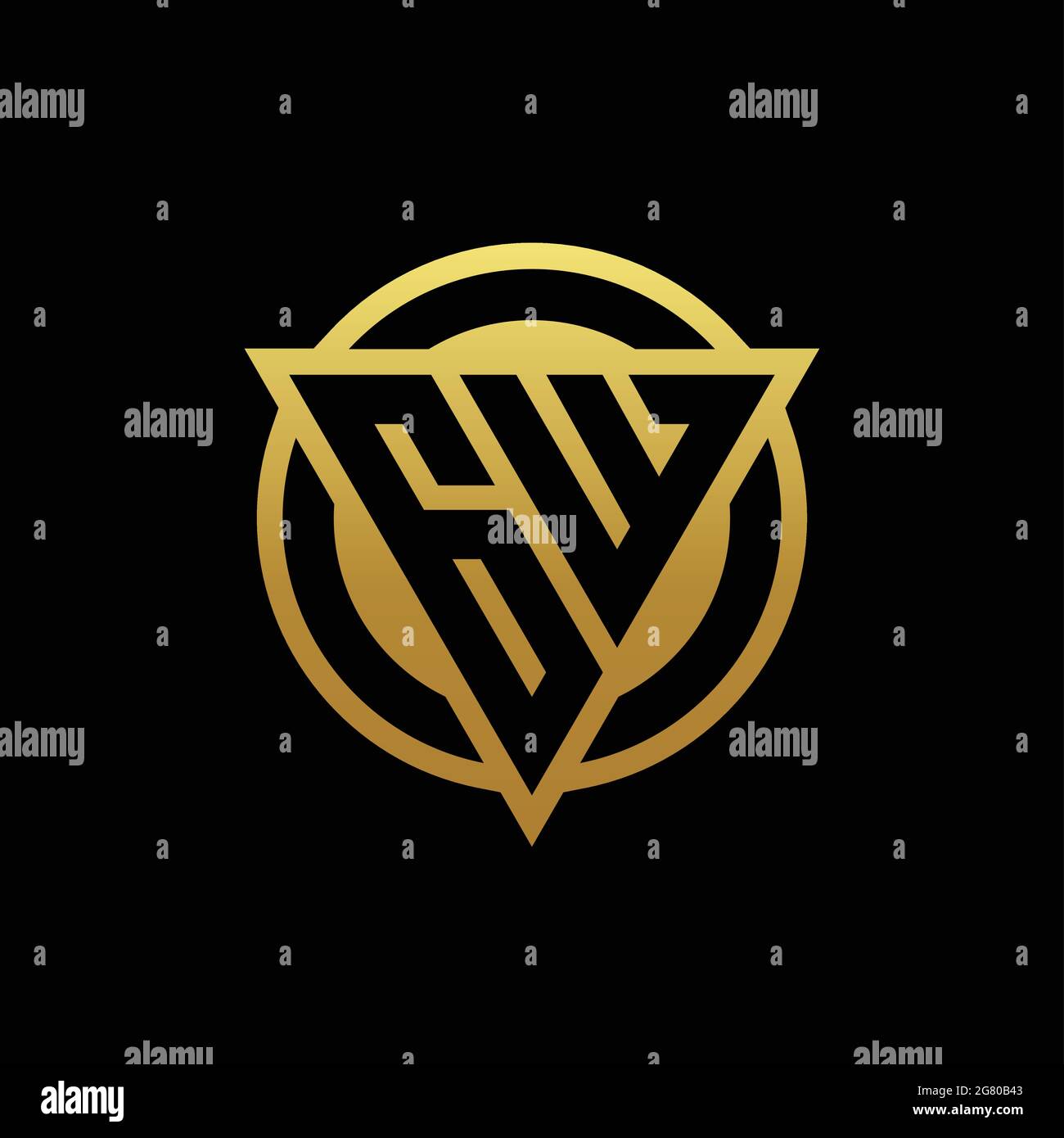 GW logo monogram with triangle shape and circle rounded style isolated ...