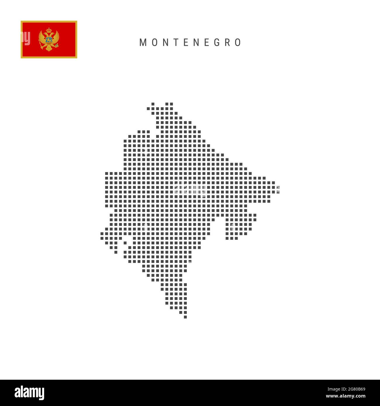 Square dots pattern map of Montenegro. Montenegrin dotted pixel map ...