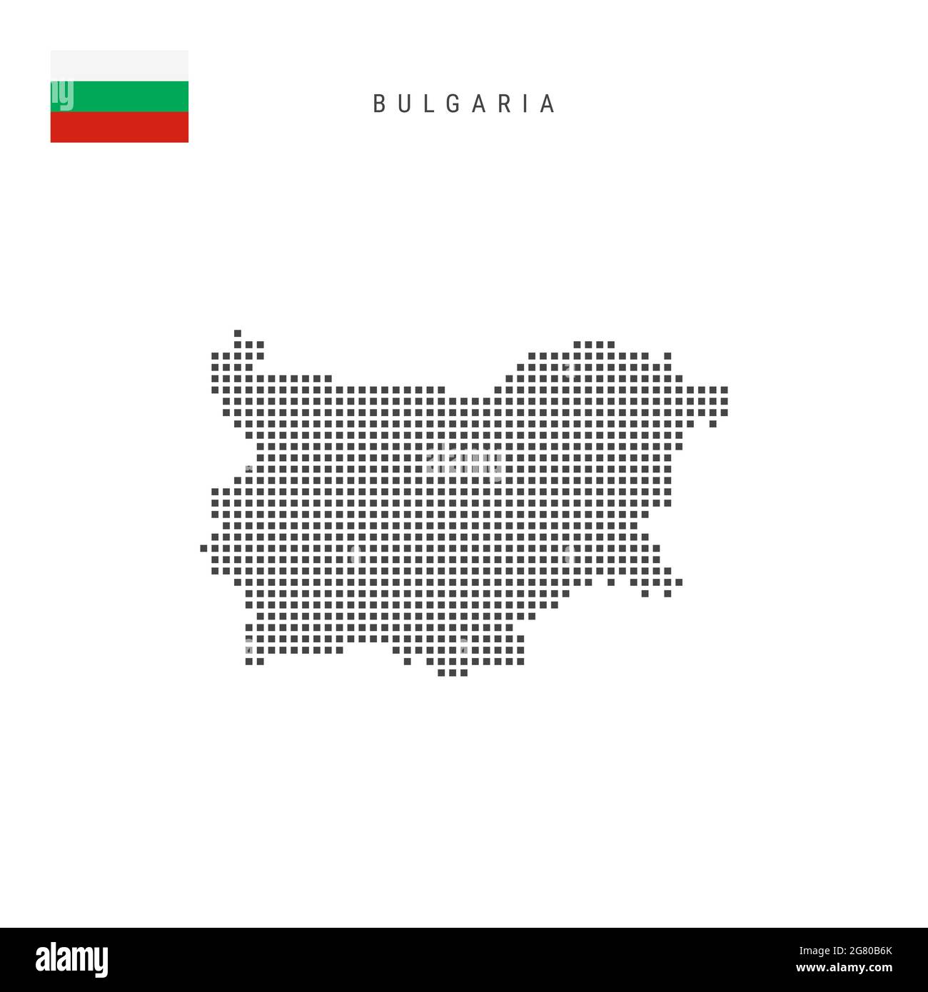 Square dots pattern map of Bulgaria. Bulgarian dotted pixel map with ...
