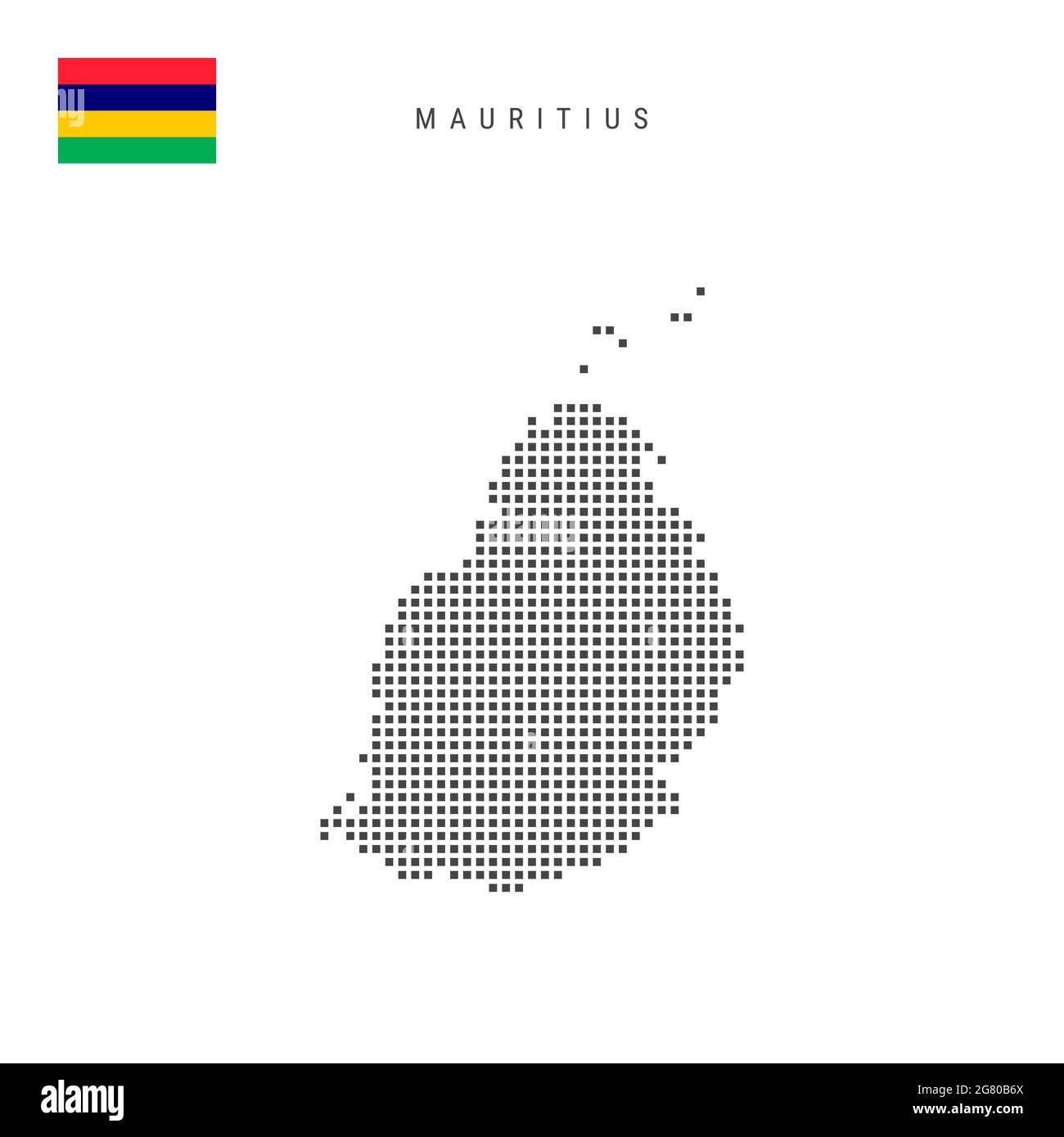 Square dots pattern map of Mauritius. Mauritian dotted pixel map with ...