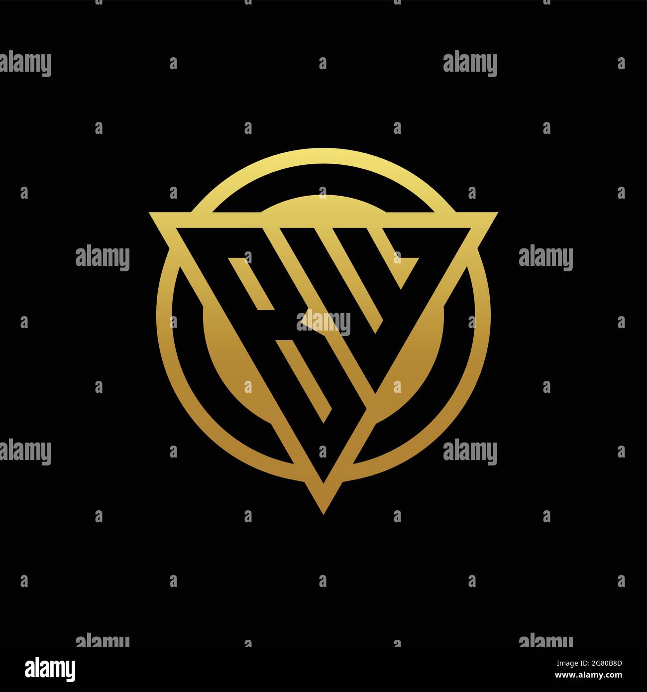 BW logo monogram with triangle shape and circle rounded style isolated ...