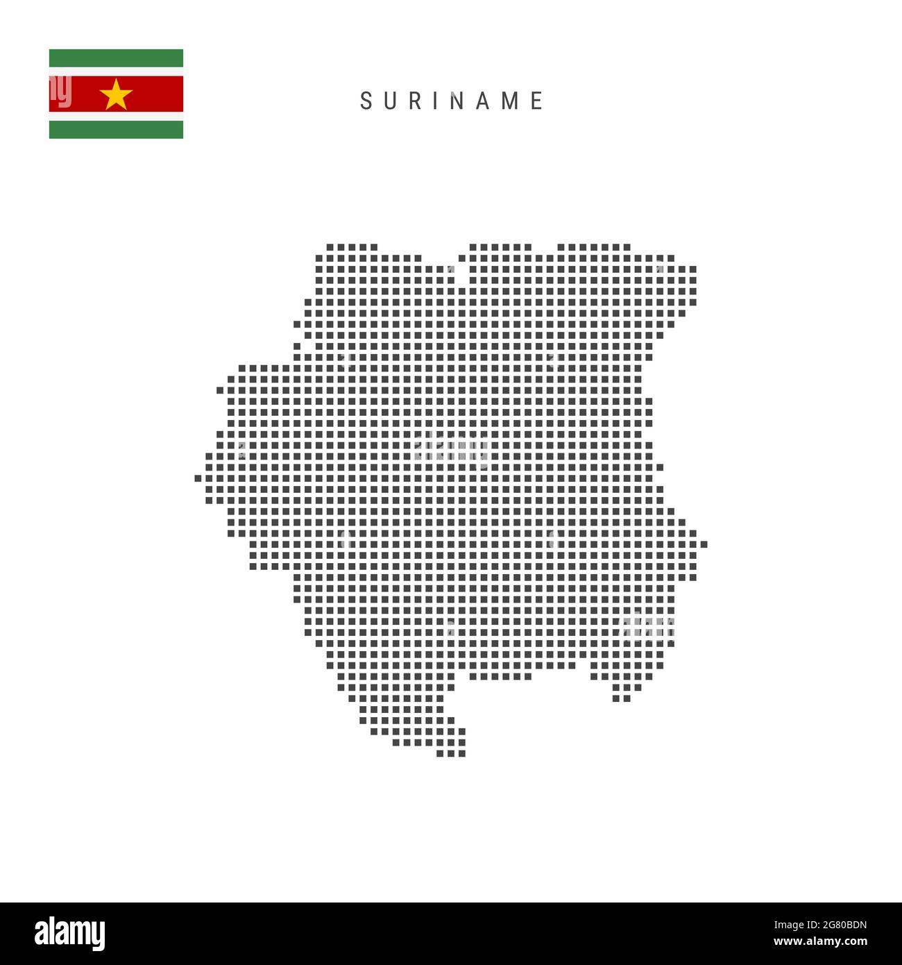 Square dots pattern map of Suriname. Surinamese dotted pixel map with ...