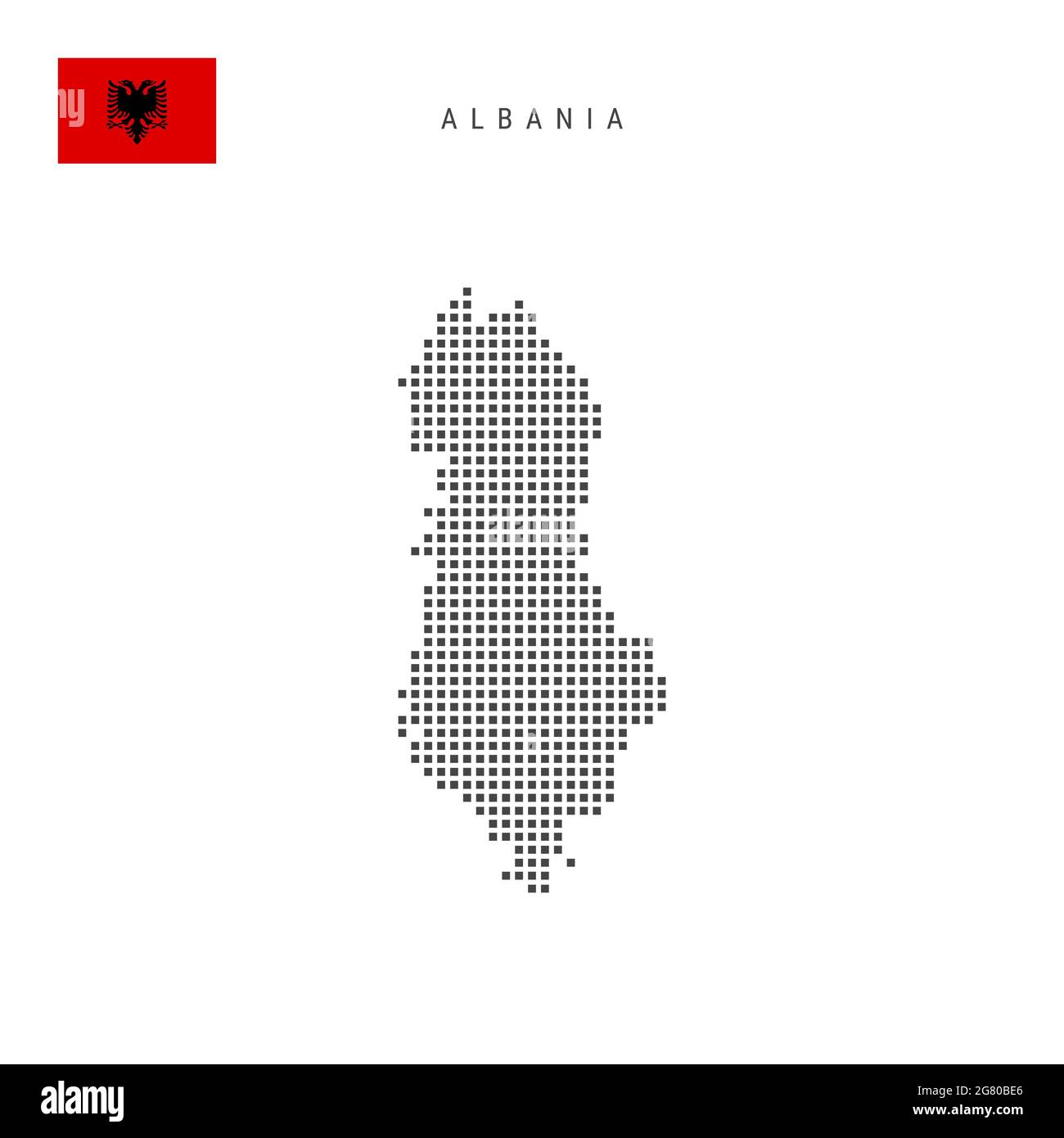 Square dots pattern map of Albania. Albanian dotted pixel map with ...