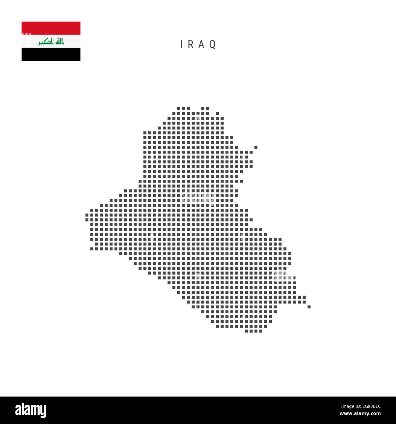 Square dots pattern map of Iraq. Iraqi dotted pixel map with national ...