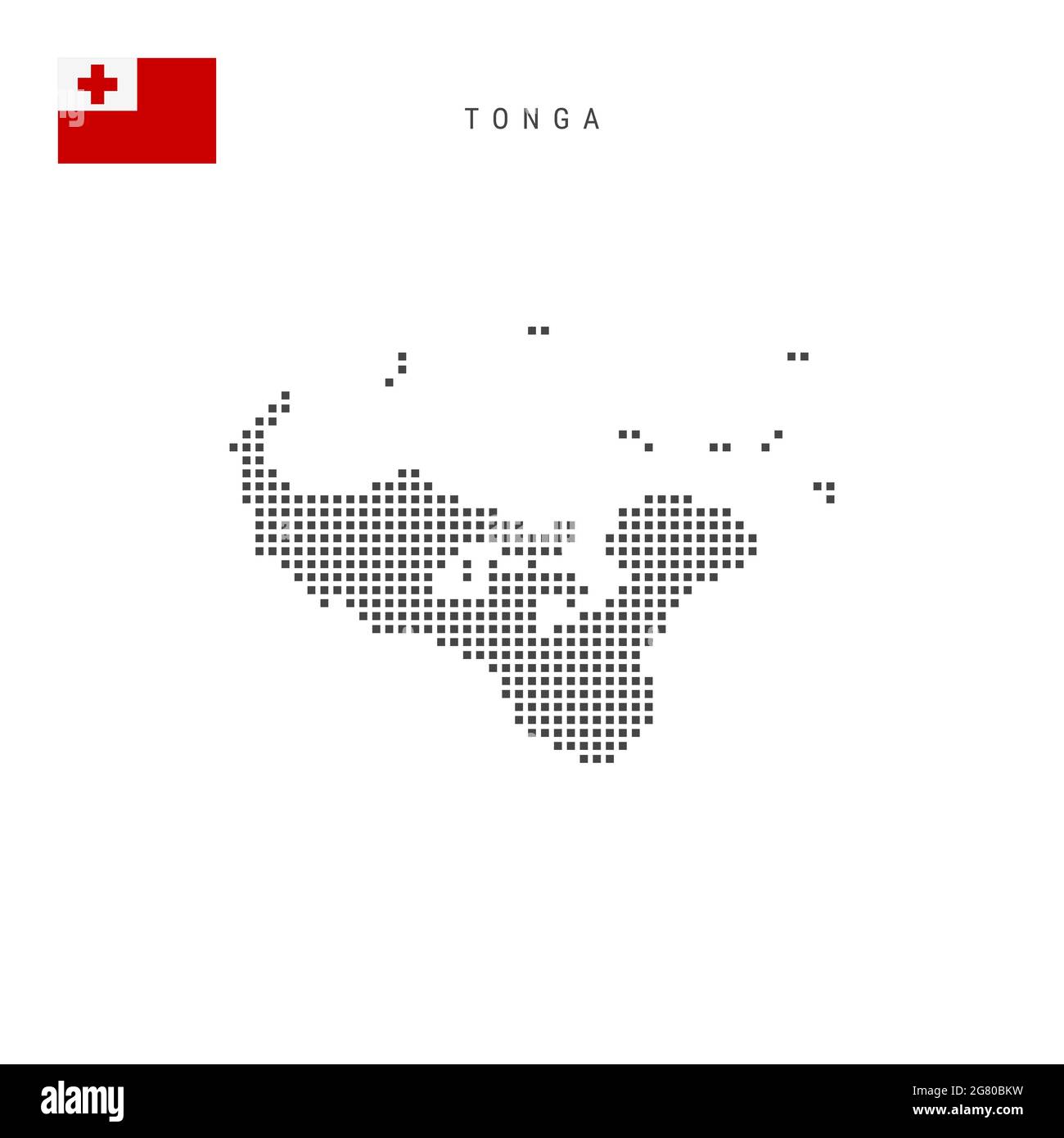 Square dots pattern map of Tonga. Tongan dotted pixel map with national ...
