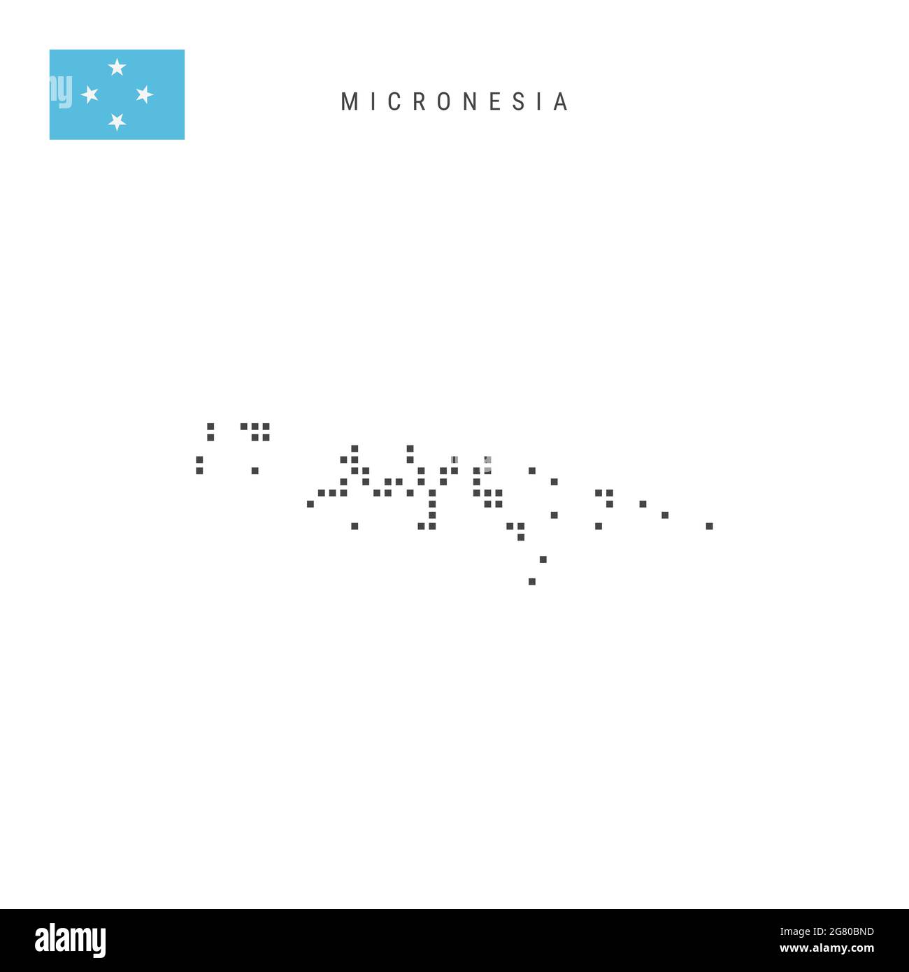 Square dots pattern map of Micronesia. Micronesian dotted pixel map ...