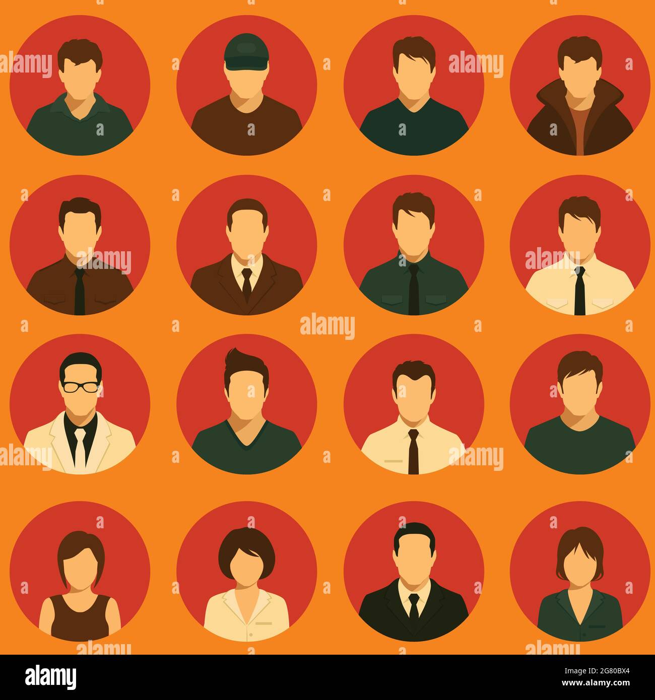 set of flat avatar, vector people icon, user faces design illustration ...