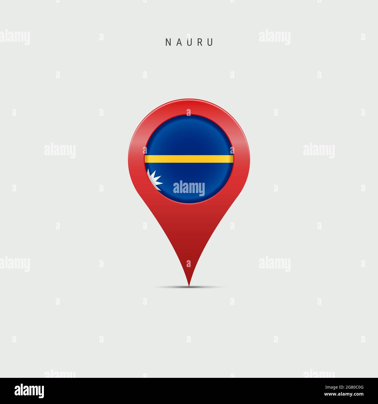 Teardrop map marker with flag of Nauru. Nauruan flag inserted in the location map pin ...