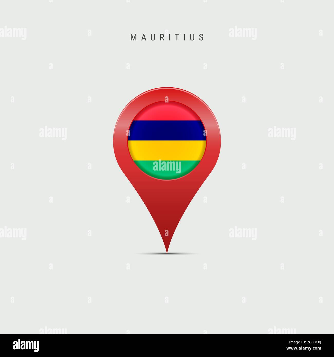 Teardrop map marker with flag of Mauritius. Mauritian flag inserted in ...
