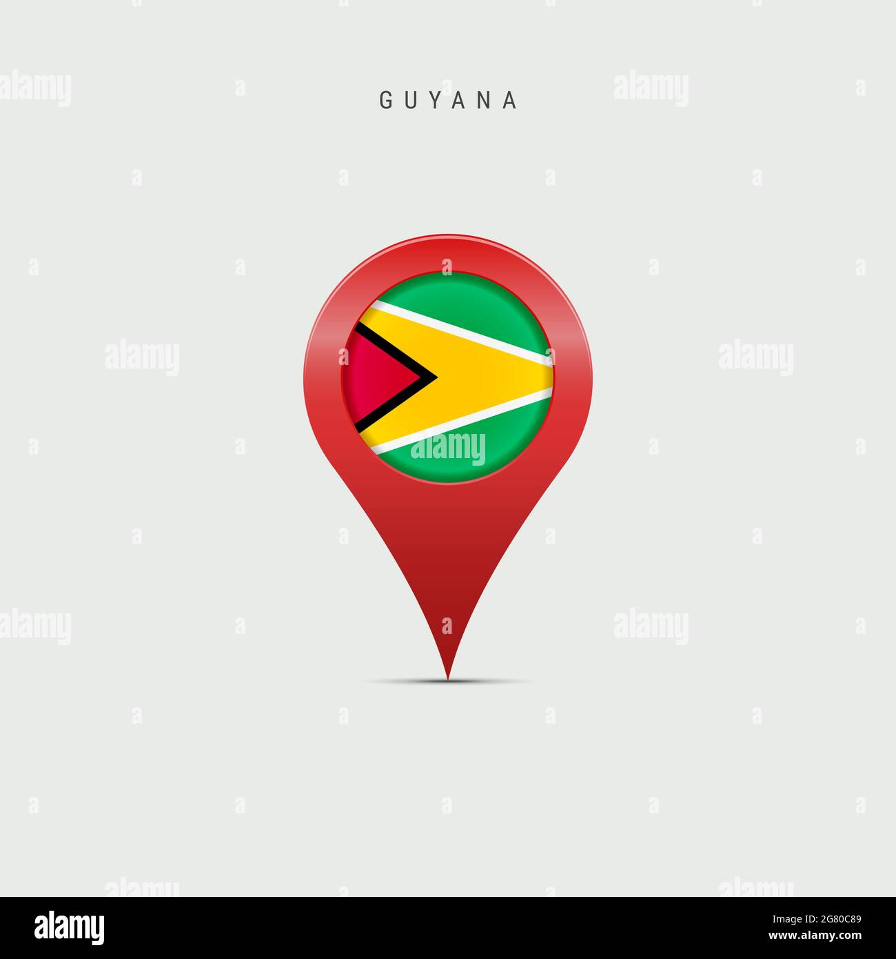 Teardrop map marker with flag of Guyana. Guyanese flag inserted in the ...
