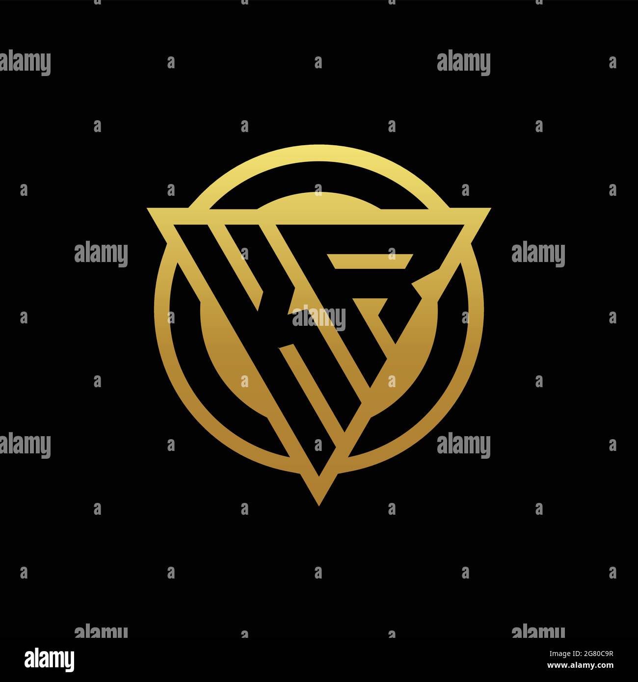 KR logo monogram with triangle shape and circle rounded style isolated ...